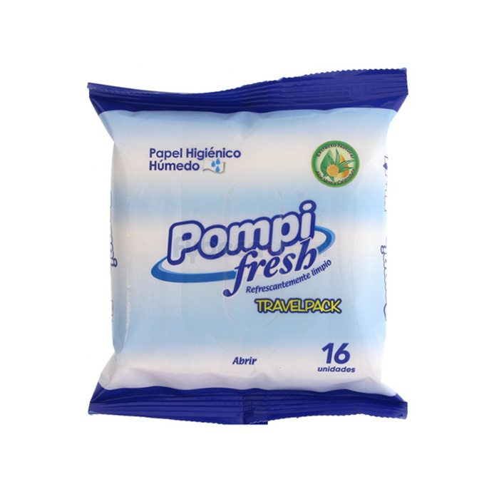 Papel Higiénico Húmedo Pompifresh Travelpack 16 Unidades Paquete | Fybeca